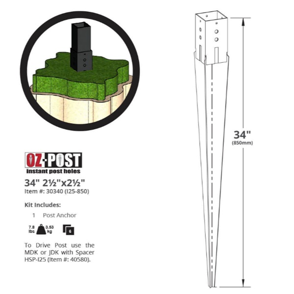 OZCO Building Products I25-850 Oz-Post 2-1/2" x 2-1/2" Ornamental Metal ...