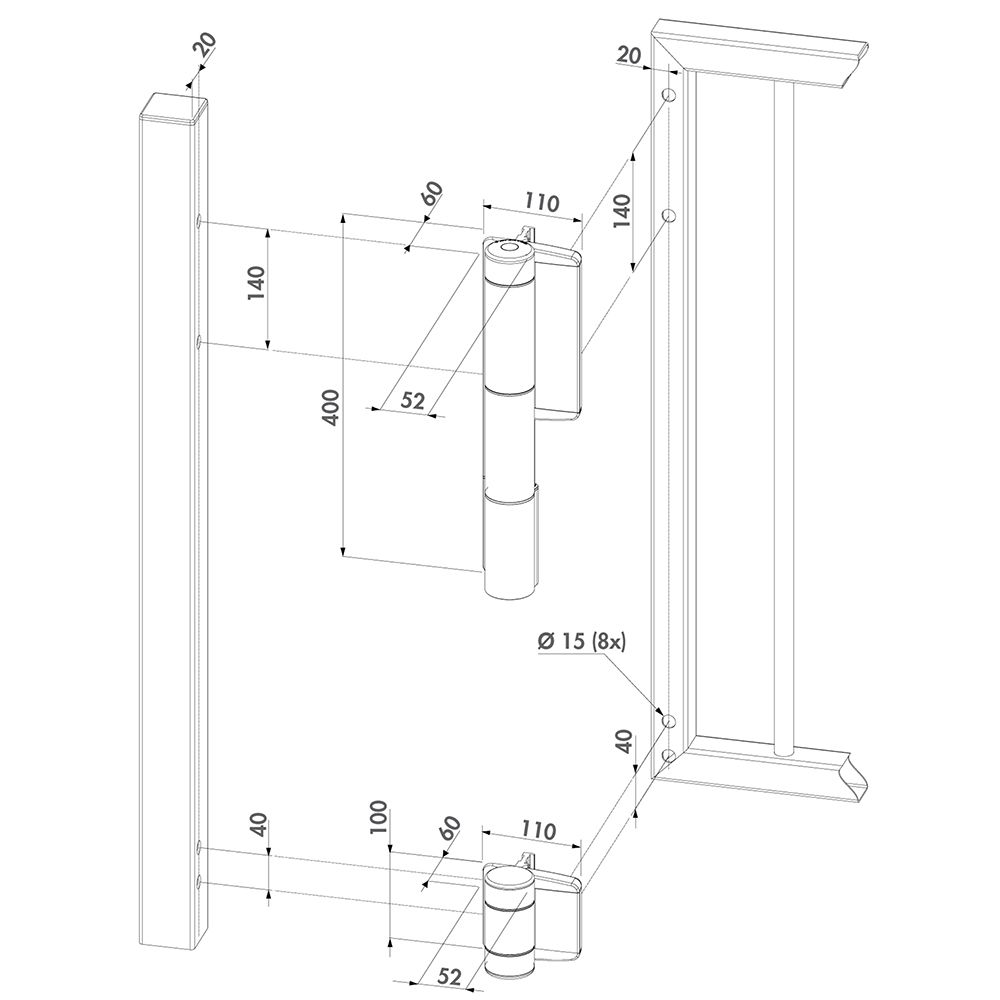 Locinox Mammoth180 Self-Closing Hinge Set | Hoover Fence Co.